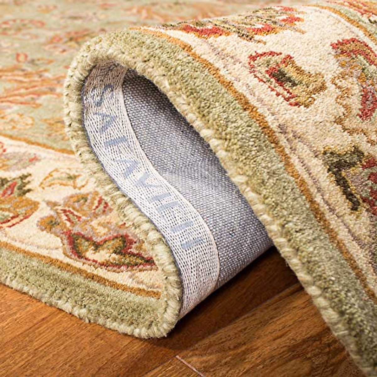 SAFAVIEH Heritage Collection 9'6" x 13'6" Green / Gold HG343A Handmade Traditional Oriental Premium Wool Area Rug