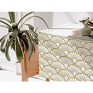 Gold Peel and Stick Contact Paper for Cabinets, Bedroom Boho Modern Self Adhesive Removable Leaf Wallpaper Ginkgo Biloba17.3”×78.8”