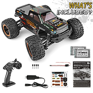 HAIBOXING Remote Control Car 16889, 1:16 Scale 2.4Ghz RC Cars 4x4 Off Road Trucks, Waterproof RTR RC Monster Truck 36KM/H, Toys for Kids and Adults with 2 Batteries 35+ mins Play