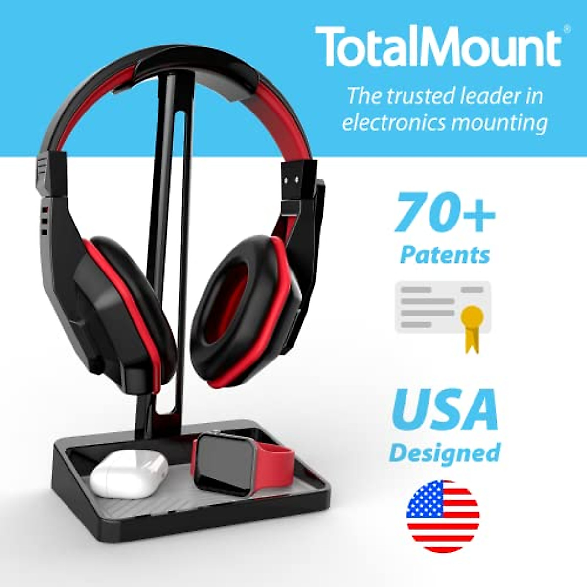TotalMount Headphone Stand – Premium Headphone Storage and Protection (Tall Headset Stand with ...