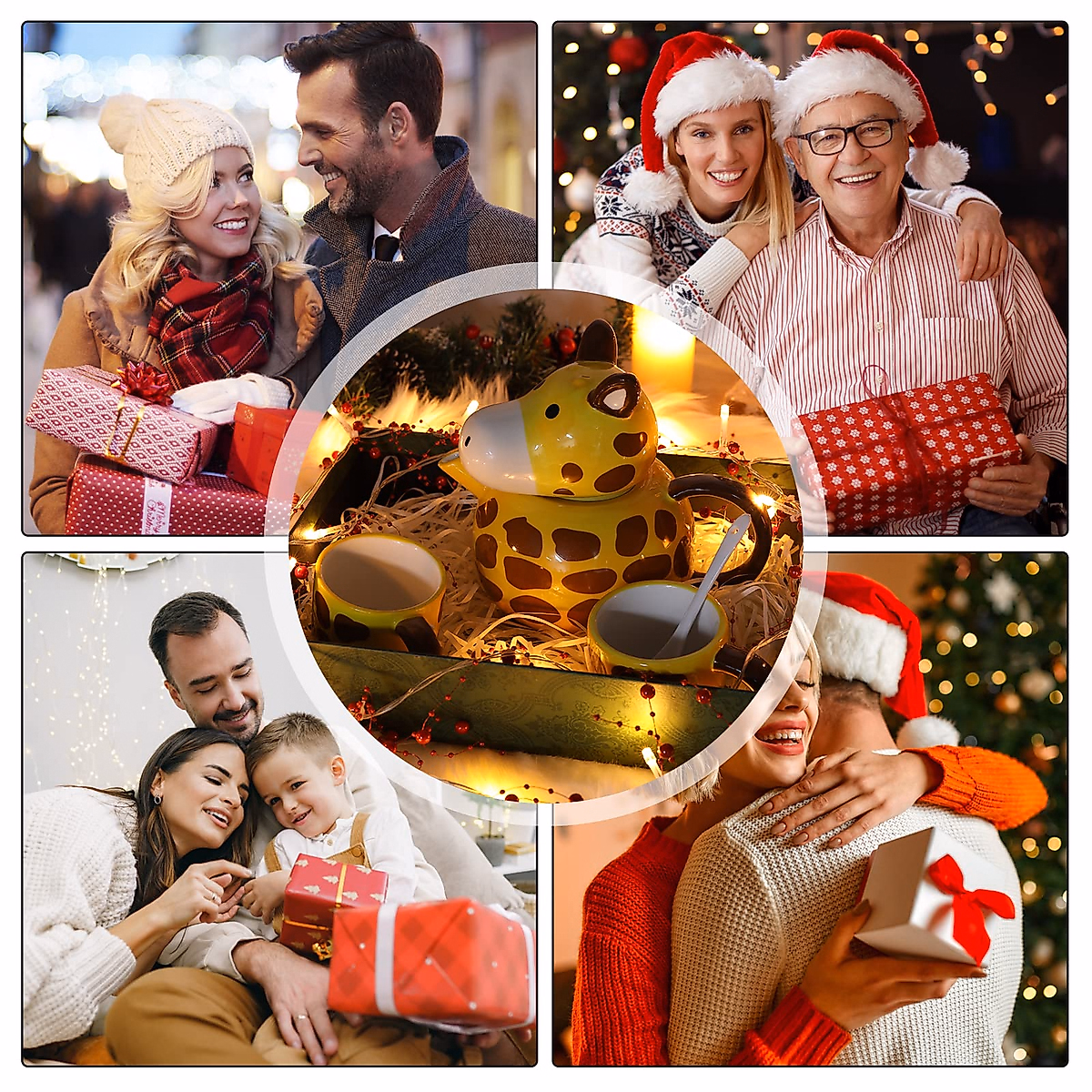 Funny Coffee Mug Set- Ceramic Material Giraffe Coffee Mug, Creative Cartoon Style Personalized Mug, Ceramics Tea Set, Suitable for Home, Office, Kitchen, Thanksgiving Gift (Value Pack)