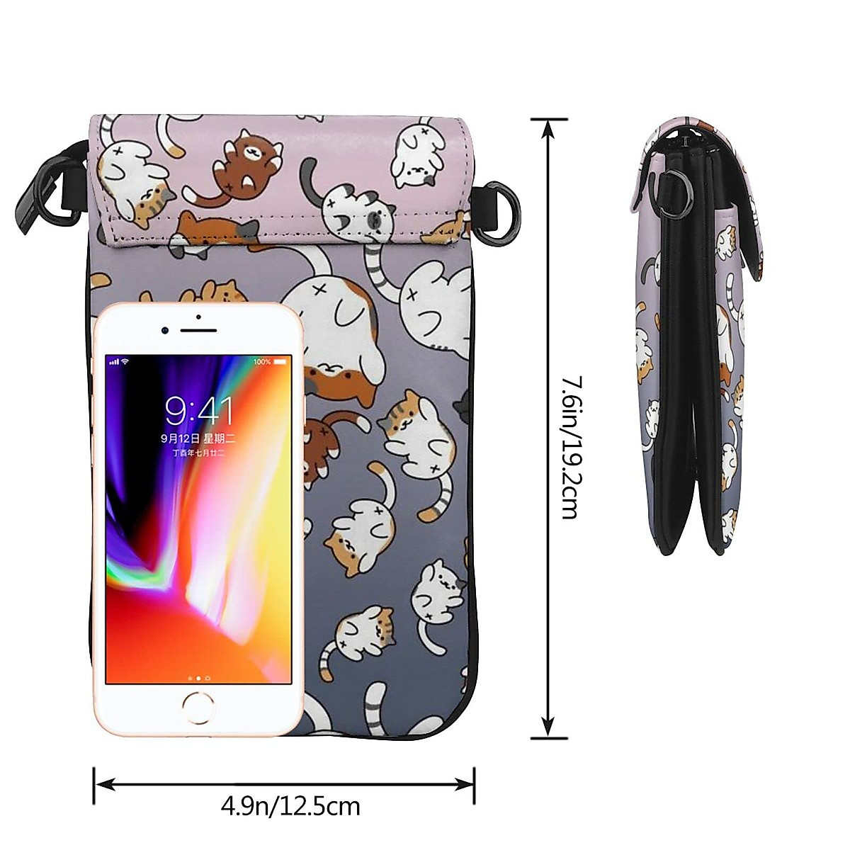 Aiyoolee Women's Funny Crossbody Cell Phone Bag, Waterproof Small PU Leather Shoulder Bags Funny Kitten Cats, Fashion Phone Card Purse Wallet with Zip and Magnetic Button