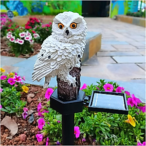 MXJIAELE Owl Gifts Solar Lights Garden for Home Decorations Owls Night Lights for Outdoor Garden Yard White Owls LED Light Stake Garden Decor(White)