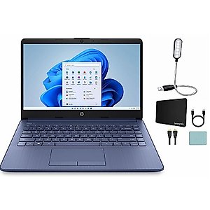 HP Stream 14" Laptop, Intel Celeron N4120, 4GB RAM, 64GB eMMC, Blue, Windows 11 (S Mode) with Office 365 1 Year + Accessories