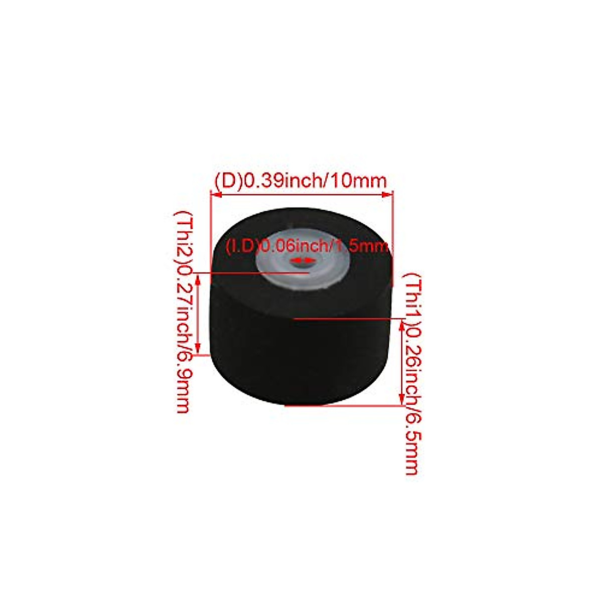 10x6.5x1.5mm Black Rubber Bearing Roller Guide Pulley Bearing Wheel Pinch Roller