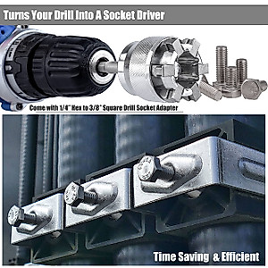 YAKAMOZ Adjustable Universal Socket Wrench Grip Adapter 10-19mm Hex Head Nuts and Bolts Driver Tool for 3/8" Drive Ratchet Torque Wrench and Power Drill
