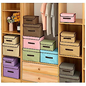 MDybfone 3-Pack Fabric Storage Bins with Lid,Small Storage Box with Lid for Home Organization, Perfect for Bedroom, Living Room, and Baby Room,Flip Top|Green