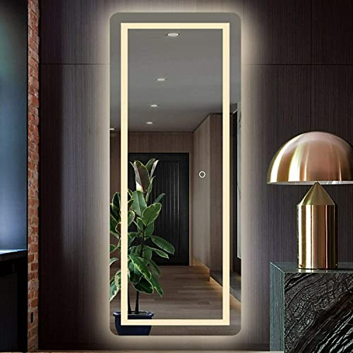 OBIOZZ Bedroom Floor Standing Mirror LED Mirror Full Length Dressing Mirror 65"x22" Large Rectangle Floor Mirror Wall Mirror with Smart Touch Button