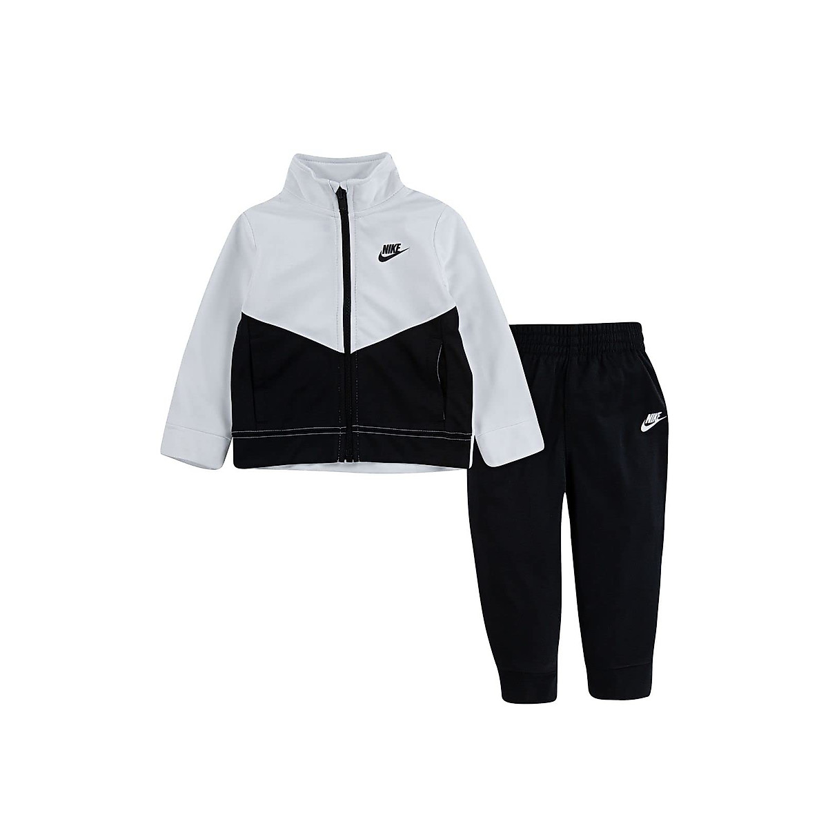 Nike Little Boy Full Zip Track Jacket & Jogger Pants 2 Piece Set (Black(76F192-023)/White, 7 Years)