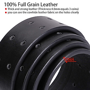 XZQTIVE Men's Double Prong Belt 2 Holes Leather Jeans Belt for Men 1.5 inches Wide