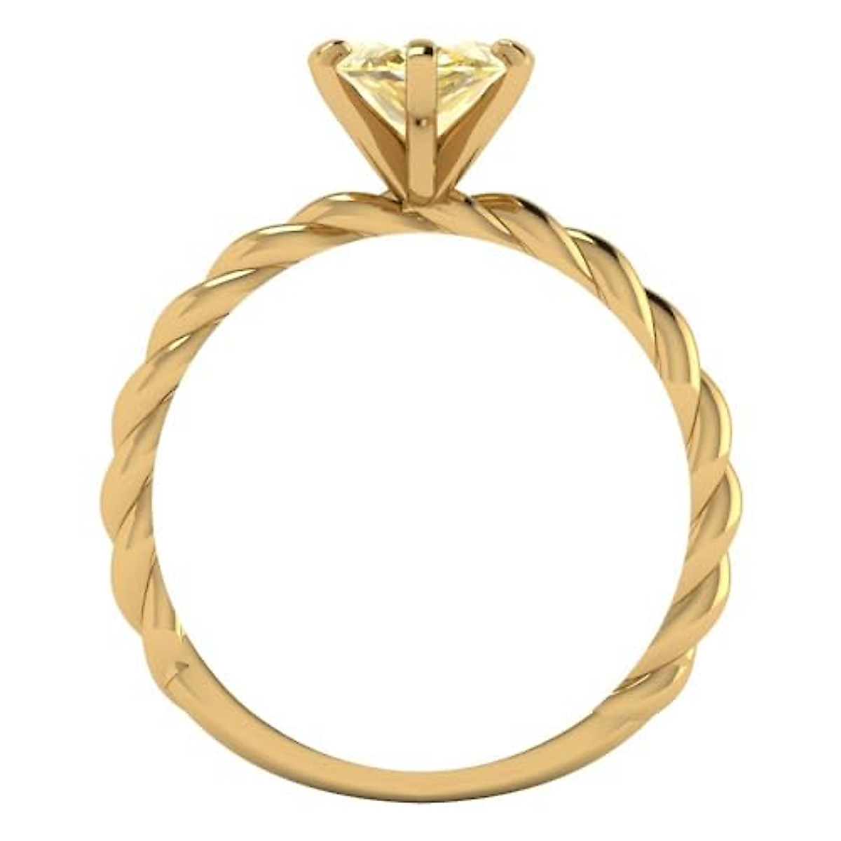 Clara Pucci 2ct Marquise Cut Solitaire Rope Knot Yellow Simulated Diamond Engagement Promise Anniversary Ring 18K yellow Gold 6.75