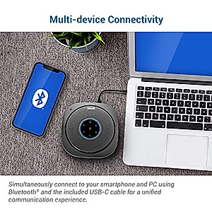 Snom C300 Bluetooth 5.0 Conference Speakerphone with 6 Mics, 24 hrs Call Time, App Controlled, USB C, Home Office & Small Business, Black
