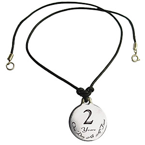 Serenity is Forever 2 Year Sobriety Anniversary Medallion Leather Necklace for Sober Birthday, AA Alcoholics Anonymous, NA Narcotics Anonymous