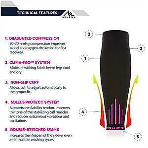 NEWZILL Calf Compression Sleeve for Men & Women | Footless Compression Socks for Shin Splint Relief, Varicose Veins | Leg Sleeve for Running, Travel, Nursing, Work, Fitness (S/M Black/Pink 1Pair)