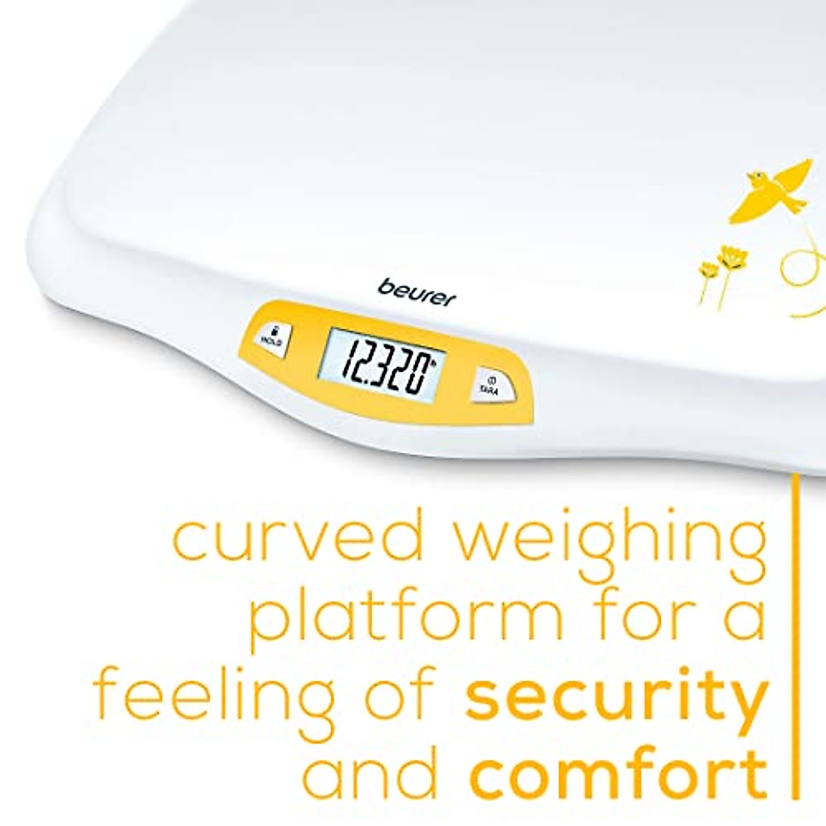 Beurer BY80 Digital Baby Scale, Infant Scale for Weighing in Pounds, Ounces, or Kilograms up to 44 lbs, Newborn Scale with Hold Function, Pet Scale for Cats and Dogs