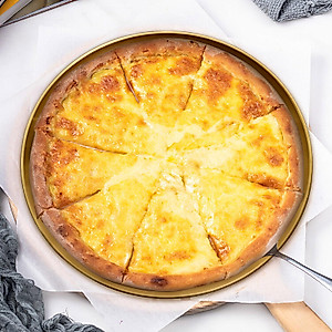 Zreneyfex Stainless Steel Pizza Pan 13½ inch Round Pizza Tray Pizza Baking Sheet for Home Restaurant Party, Healthy & Heavy Duty, Dishwasher Safe & Easy Clean - Set of 4