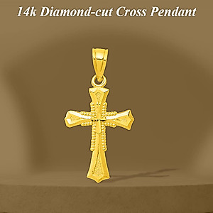 Diamond2Deal 14k Yellow Gold Diamond Cut Cross Pendant for Women
