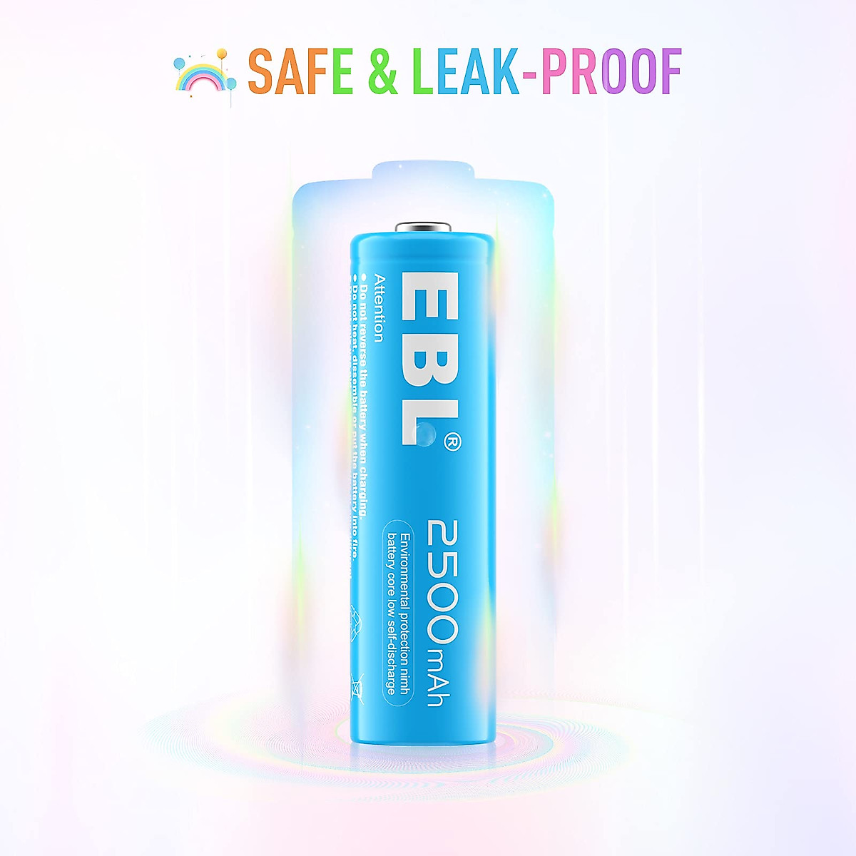 EBL Rechargeable AA Batteries 2500mAh 1.2V Ni-MH Double AA Battery 10 Pack