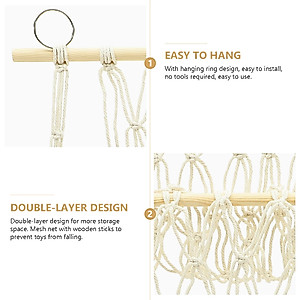 VOSAREA Wall Mounted Bookshelf Hammocks Book Shelf for Kids Rooms Book Shelves Home Decor Macrame Wall Hammock Macrame Woven Tapestry Hand Woven Pendant Iron White Organizer Nordic