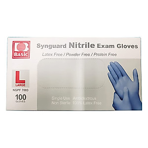 PetroStone Energy Disposable SynGuard Nitrile Exam Gloves NGPF7002, Powder Free, Latex Free, Protein Free, Medical Grade, Blue, Medium, 10 Boxes (1000 Count)