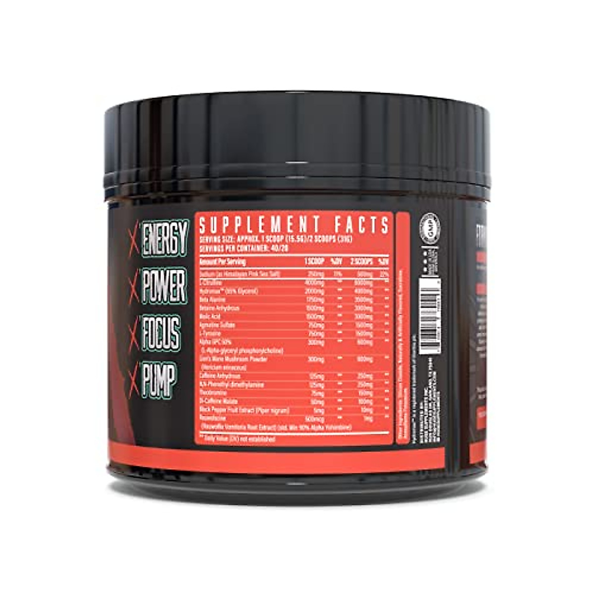 Huge Supplements Wrecked Pre-Workout Powder, 30G+ Ingredients Per Serving to Boost Energy, Pumps, and Focus with L-Citrulline, Beta-Alanine, Hydromax, L-Tyrosine, and No Useless Fillers (40 Servings)
