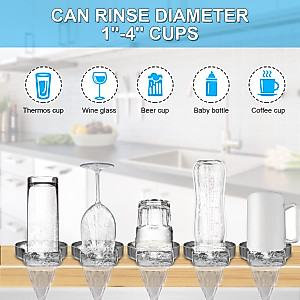 Feenice Glass Rinser for Kitchen Sink, Faucet Glass Rinsing Device, Bottle Washer, Cup Cleaner, Cup Rinser, Kitchen Sink Accessories, Kitchen Sink Automatic Flushing Device (Silver)