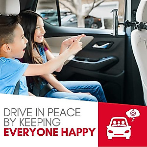 Macally Car Headrest Mount - Road Trip Essentials for Kids - Back Seat Tablet Holder for Car, Compatible with iPad Pro / Air / Mini, Nintendo Switch, Phones with Dual Positions and 360° Rotation