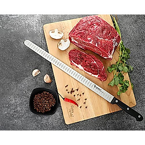 Humbee 14 inch Carving Knife Razor Sharp Blade with Granton Edge for Cutting Smoked Brisket, BBQ Meat, Turkey