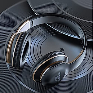 atinetok Bluetooth 5.0 Wireless Call Head-Mounted Foldable Headset - Subwoofer Live Over Ear Hi-Fi Soft Earmuffs Stereo Noise Cancellation Stereo Headphones for Office Workouts Outdoor