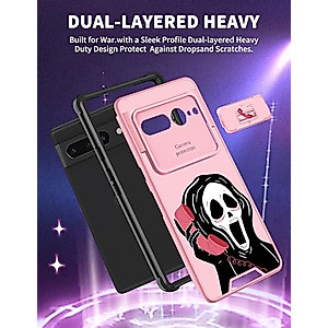 Goocrux for Google Pixel 7 Pro Case Skeleton for Women Girls Cute Skull Phone Cover Gothic Design Aesthetic with Slide Camera Cover Funny Goth Cool Cases for Pixel 7 Pro 5G 6.7 inch