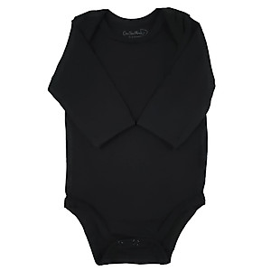 123 Bear Baby Bodysuits Soft Cotton Spandex Long Sleeve and Short Sleeve (Black 2-Pack Long Sleeve, 0-3 Months)