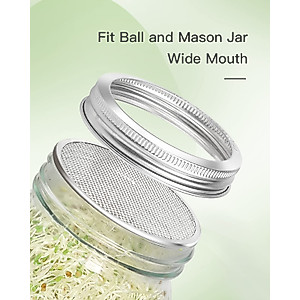 FEBFLO 12 Pack Sprouting Lids, 316 Stainless Steel Screen Lid for 86mm Wide Mouth Mason Jar, Mesh Bean Sprout Sieve Lids, Home Use Alfalfa, Broccoli,Lentil. QurHapzy (12 lids)