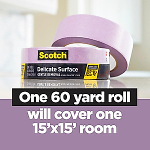 Scotch 2080EL-24E ScotchBlue Delicate Surfaces Painters Tape, 0.94" Width x 60 yd, Purple
