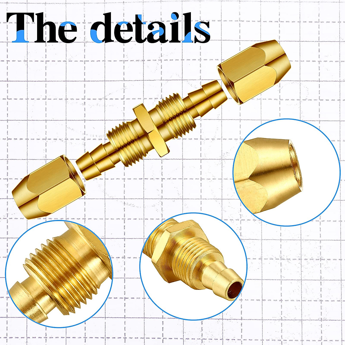 Peryiter Solid Brass Air Hose Repair Fittings for ID Hose NPT Replacement Reusable Hose Splicer Air Hose Connectors Repair Kit with PTFE Tape Brass Connect Adapter (12 Pcs, 1/4npt-1/4 Inch)