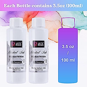 LET'S RESIN White Alcohol Ink for Resin, Alcohol Ink White Colors,2 Bottles Each 3.5oz,Adjustable Alcohol-Based Resin Ink,White Resin Pigment for Epoxy Resin,Resin Petri,Tumblers,Resin Art