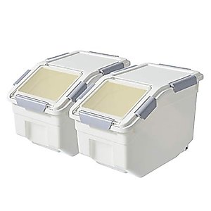 LISM 2 Pack Food Storage Container with Scoop,Large Airtight Pet Food Container for Dog Treats Rice, Cat Dry Food Bin,Baking Supplies,Flour,Rice,Kitchen Pantry Cereal(10 LB)