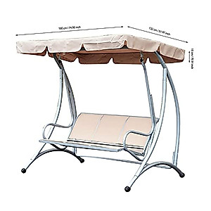 Allsor Swing Canopy Replacement, Swing Replacement Top Cover Rainproof Patio Top Cover Waterproof Replacement Canopy for Patio Yard Seat for Seat Furniture(Beige)