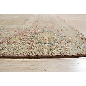 EORC A124PK9X12 Hand-Knotted Wool Oushak Rug, 9' x 12', Pink Area Rug