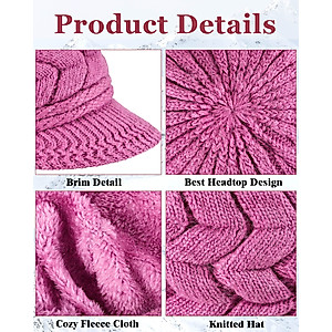 Newcotte Women Winter Hat 4 Pcs Knitted Caps with Visor 2024 Warm Hats for Women Beanies for Winter Cold Weather(Black, Beige, Purple, Gray)