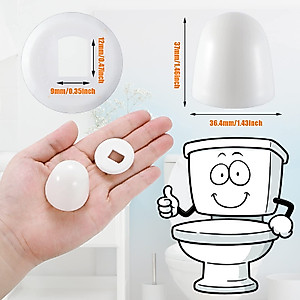 16 Pieces Universal Toilet Bolt Caps Plastic Round Push On Toilet Bowl Caps Covers Toilet Seat Floor Caps with Extra Washers for Toilet Bowl Screws, 1.45 Inch Height