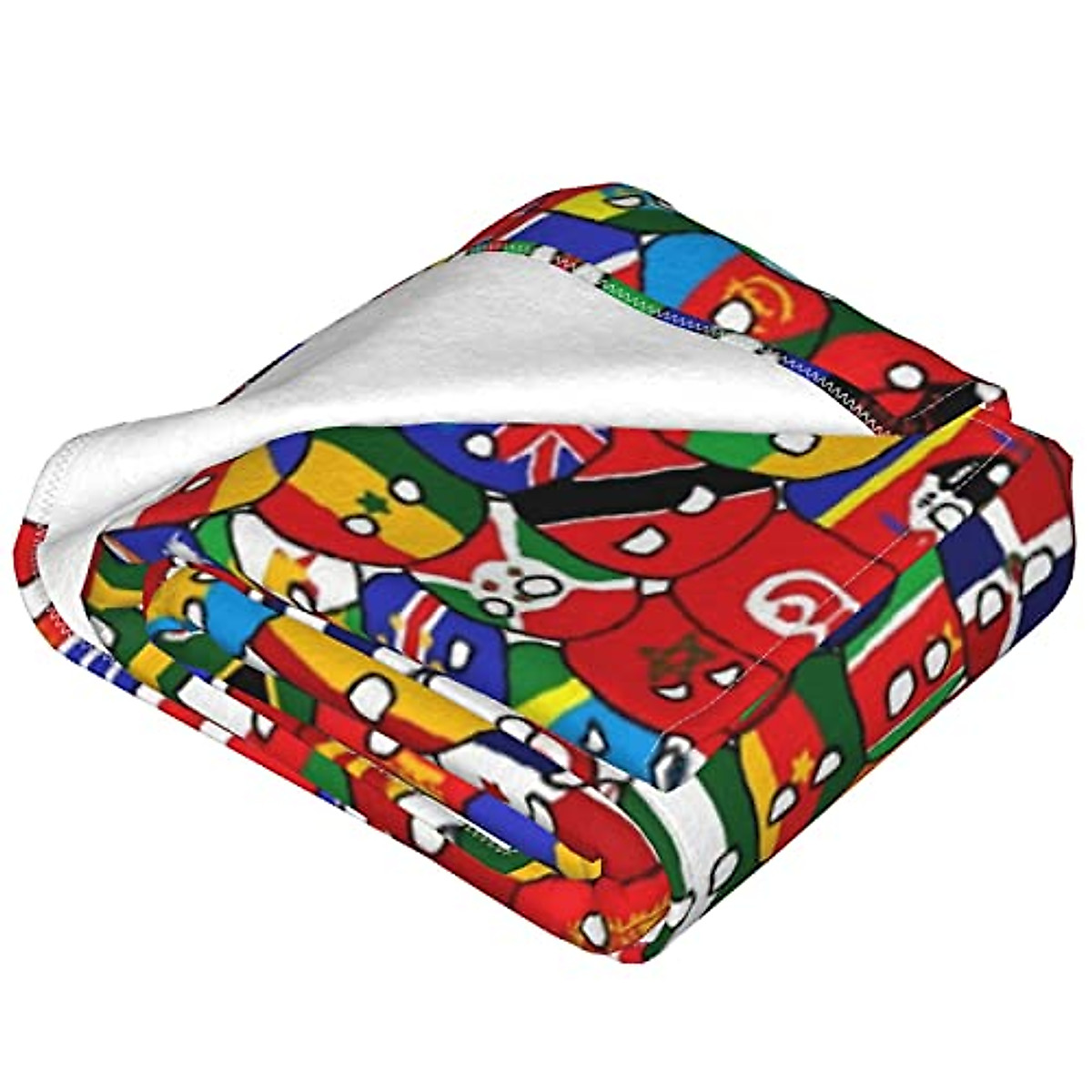 Countryball Polandball World Map Flannel Fleece Throw Blanket Soft Cozy Lightweight Fluffy Microfiber Blanket All Season Fuzzy Plush Throw Blanket for Couch Bed Sofa 50"x40"