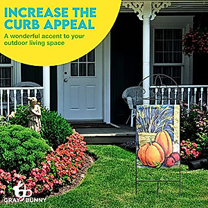 Garden Flag Stand, Premium Flag Arbor, Cast Iron, 15” wide X 50.5” tall, No Stoppers or Clips required, Fits 12” X 18” Garden Flags