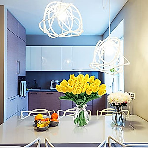 Starryle 10Pcs Yellow Tulips Real Touch Artificial Tulips Fake Flowers for Spring Decor Tulips for Mother’s Day Faux Flowers for Home Kitchen Office Wedding Bouquet Flower Arrangement Decor