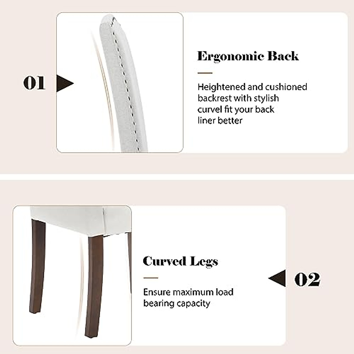 Sweetcrispy, Modern Upholstered Fabric Dining Nailhead Back and Wood Legs, Mid-Century Accent Side Chair for Living Room, Bedroom, Kitchen, Set of 4, Grey