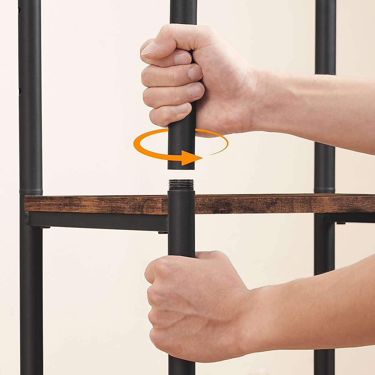 HOOBRO Printer Stand,3-Tier Adjustable Table Printer Cart on Wheels, Heavy Duty Storage Machine Rack for Home Office, Rustic Brown and Black BF03PS01