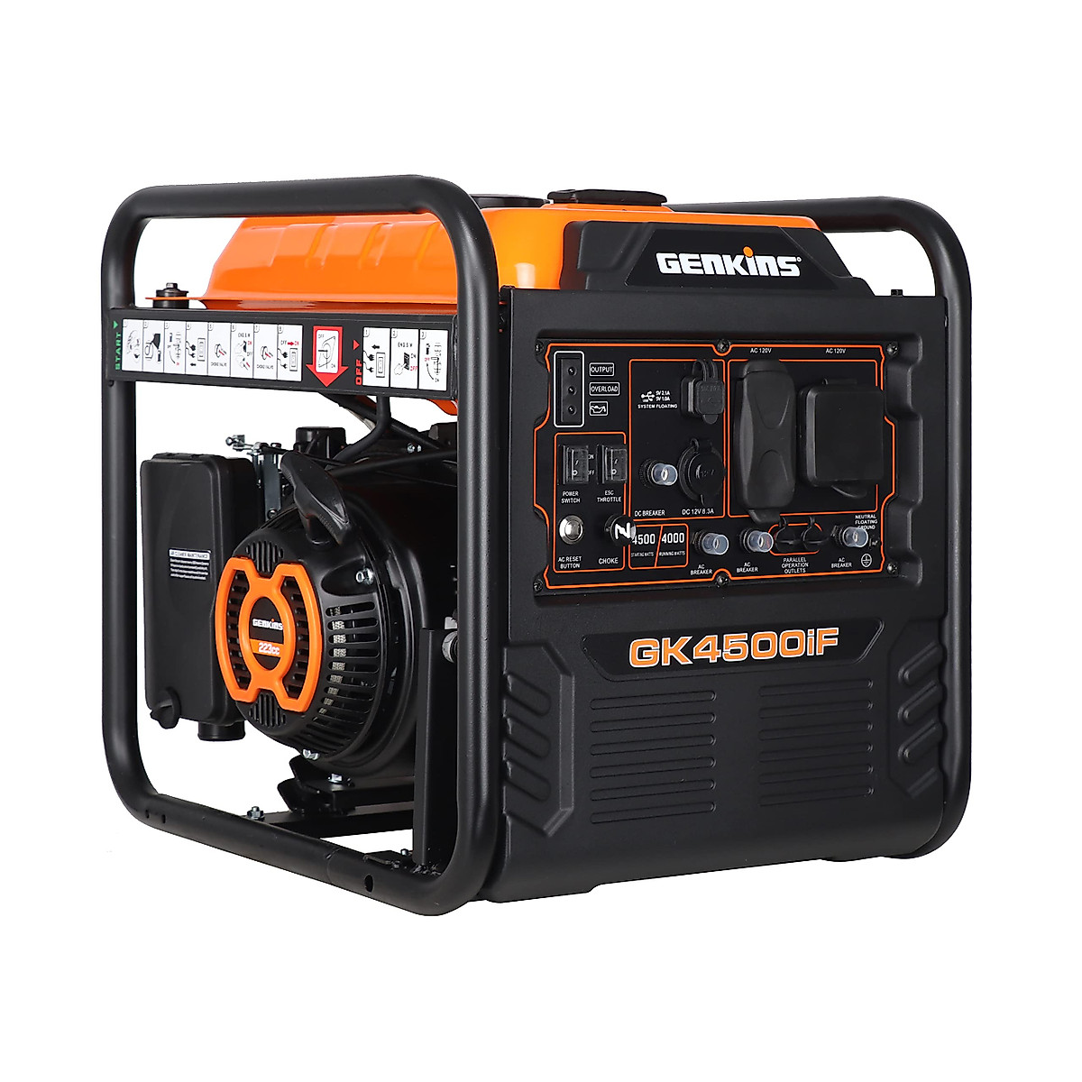 Genkins 4500 Watt Open Frame Inverter Generator 30 Amp Pure Sine Wave