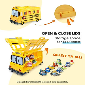Robocar Poli Toys, School B Carrying Case, 2-in-1 School Bus Toy Car Transporter Carrier (Die-cast Vehicle Storage & Transport Toys), Kids for Ages 3 and up - [Diecast not Included, Only Carrier]