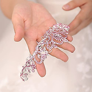 JWICOS Pink Crystal Tiara and Crown for Women and Girls Rhinestone Princess Crown with Comb for Birthday Pageant Prom Bridal Wedding Prom Birthday Tiara Accessories (Pink Rhinestone)