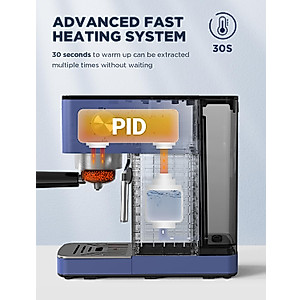 Laekerrt Espresso Machine 20 Bar Espresso Maker with Milk Frother Steam Wand, Compact Espresso Coffee Machine for Cappuccino and Latte (Navy Blue, Upgraded Version) Gift for Coffee Lovers, Dad, Mom