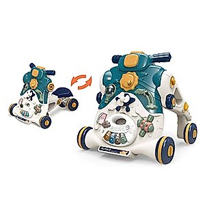 Baby Walker for Boys Girls, 3 in 1 Sit-to-Stand Learning Walker, Kids Multiple Activity Center /Lights, Music, Detachable Panel, Baby Push Walkers Gift for Babies Over 8 Months/Blue